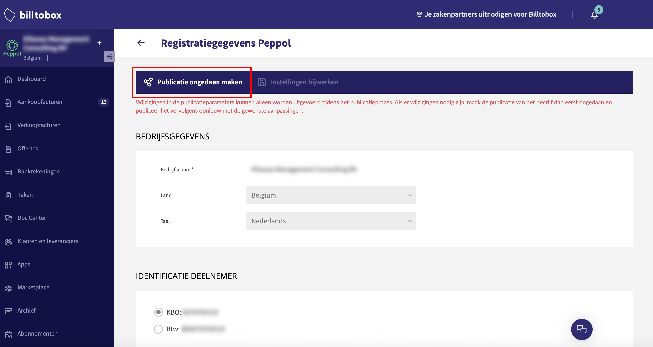 Hoe kan ik me uitschrijven van het Billtobox Peppol toegangspunt? – OkiOki